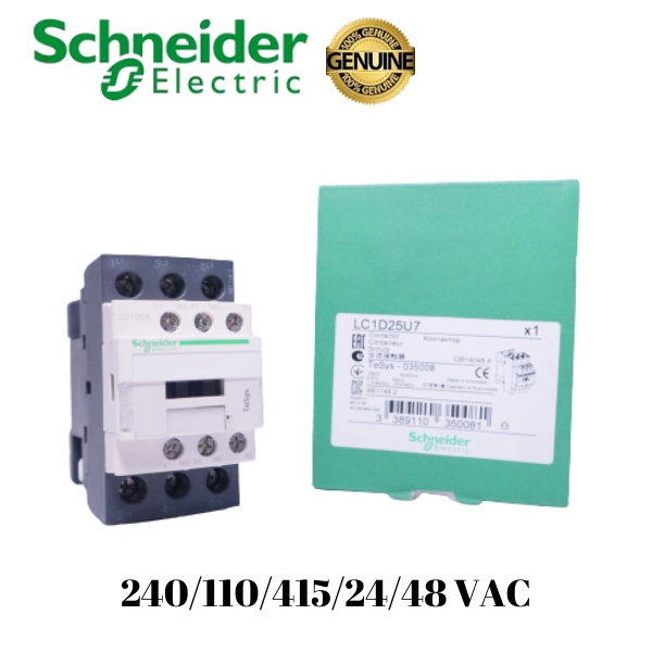 Schneider ( LC1-D25 ) 40A 1a1b AC Magnetic Contactor 3Pole 240/110/415 ...