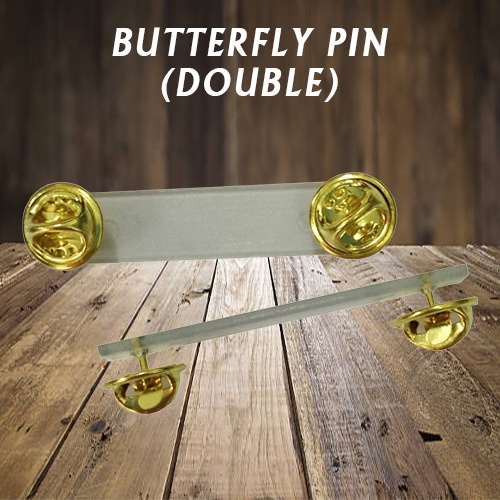DOUBLE BUTTERFLY COLLAR PIN with Clear Plastic 10mm X 50mm - Brass ...