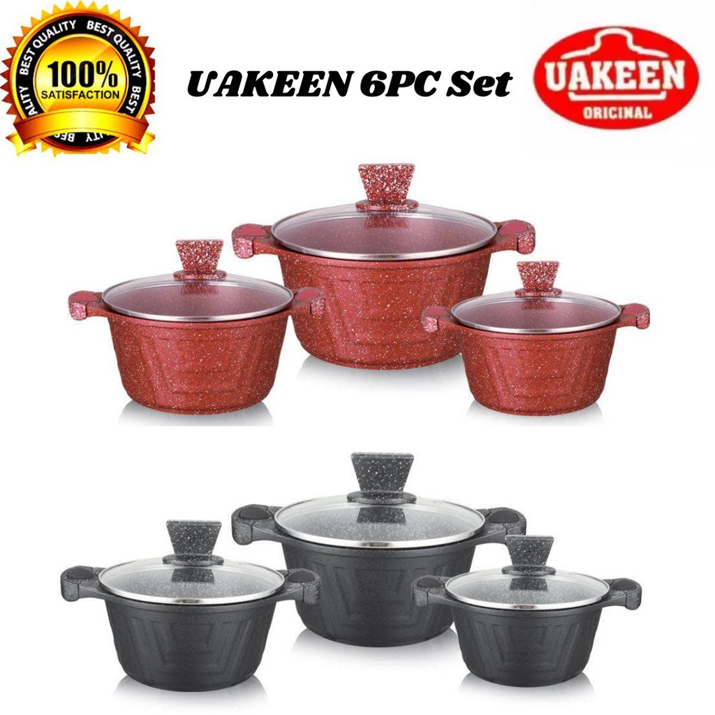 [READY STOK] 6PC SET UAKEEN VK-521 Cookware Granite Coating Germany ...