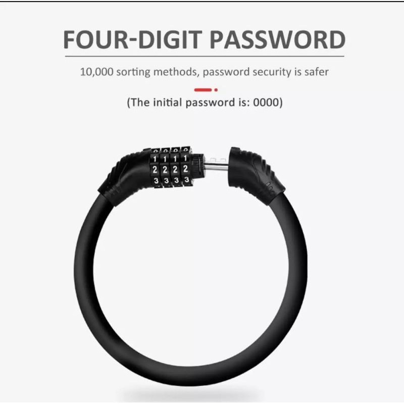 Smart Kunci Basikal Bike lock Password Lock Combination Bike Lock Cable ...