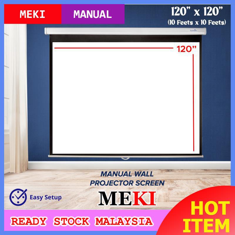 Meki High Quality Solid Size 120"X120"(10X10 Feets) Manual Wall Screen ...