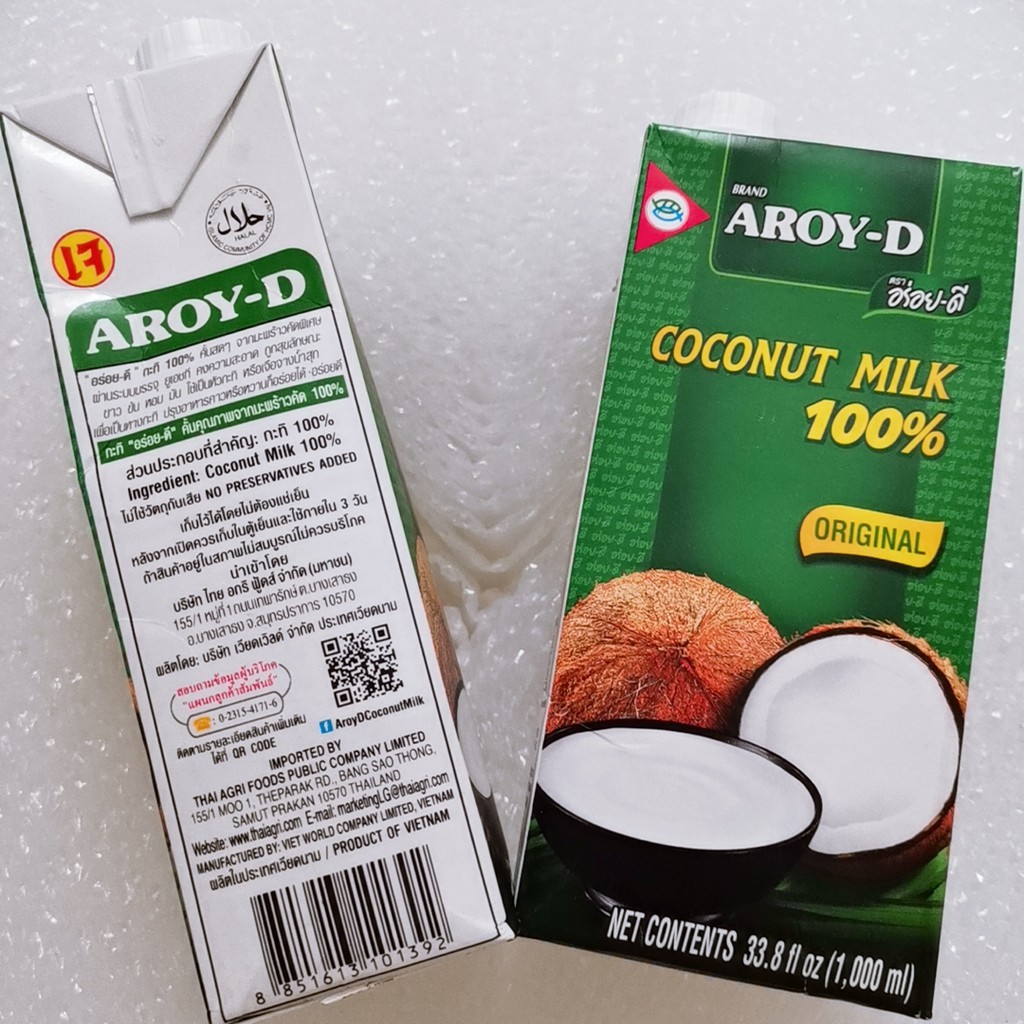 1ctn （1Liter x12 bottle） AROY-D Coconut Milk 100% Thailand Coconut Milk ...