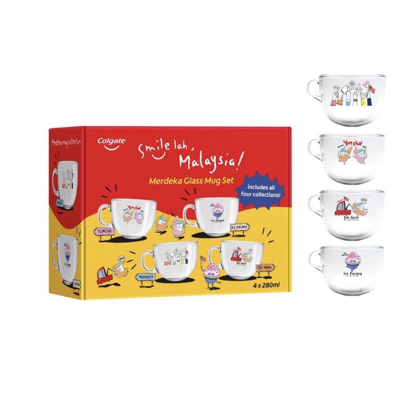 COLGATE Merdeka Glass Mug - Full Collection Set | Shopee Malaysia
