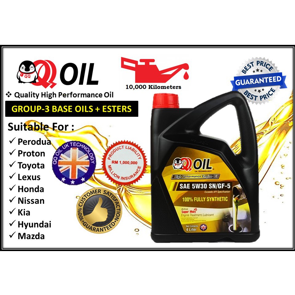 QQ OIL 5w30 - 4Liter Fully Synthetic High Performance Engine Oil + Free ...