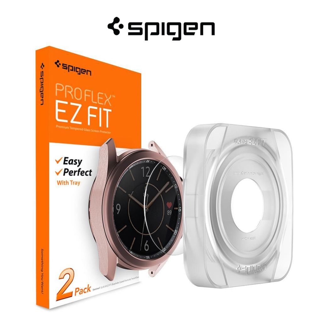 Spigen [2 Pack] Samsung Watch 3 (41mm) Screen Protector Pro Flex EZ Fit with Installation Kit ...