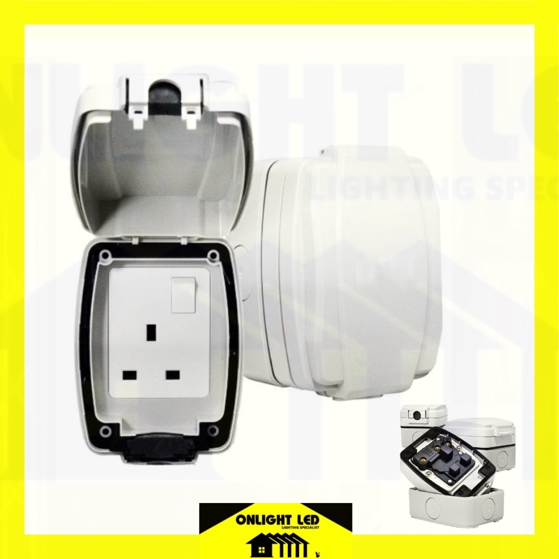 Weatherproof Switch Socket 13A Weather Proof Switched Socket 3Pin Single Phase 13A 250V | Shopee ...