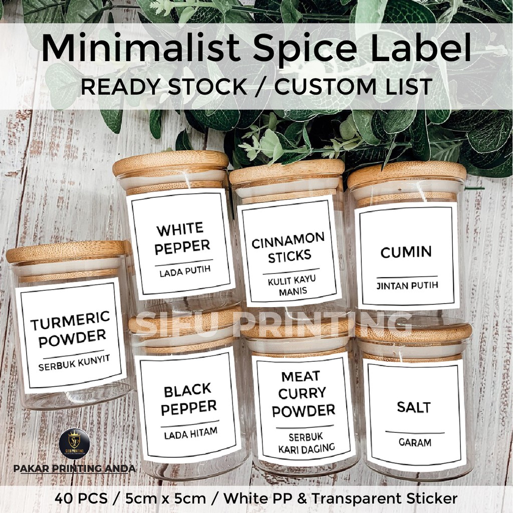 🔥 40 List Sticker Dapur Minimalist | Sticker Label | 5cm x 5cm ...