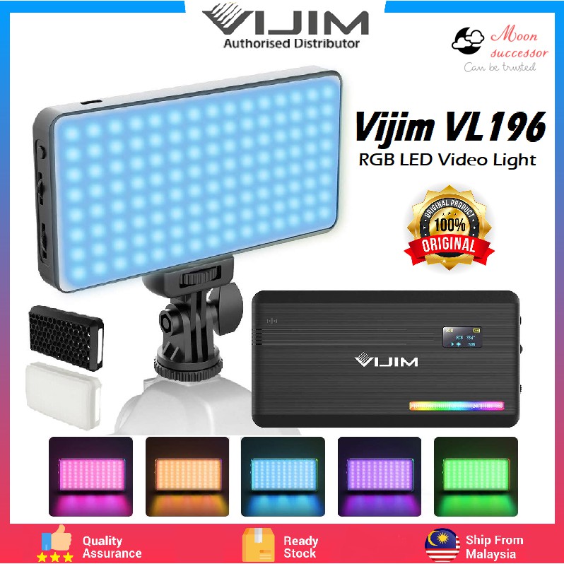 VIJIM VL196 RGB LED Video Light with Adjustable Stand,Dimmable 2500K ...