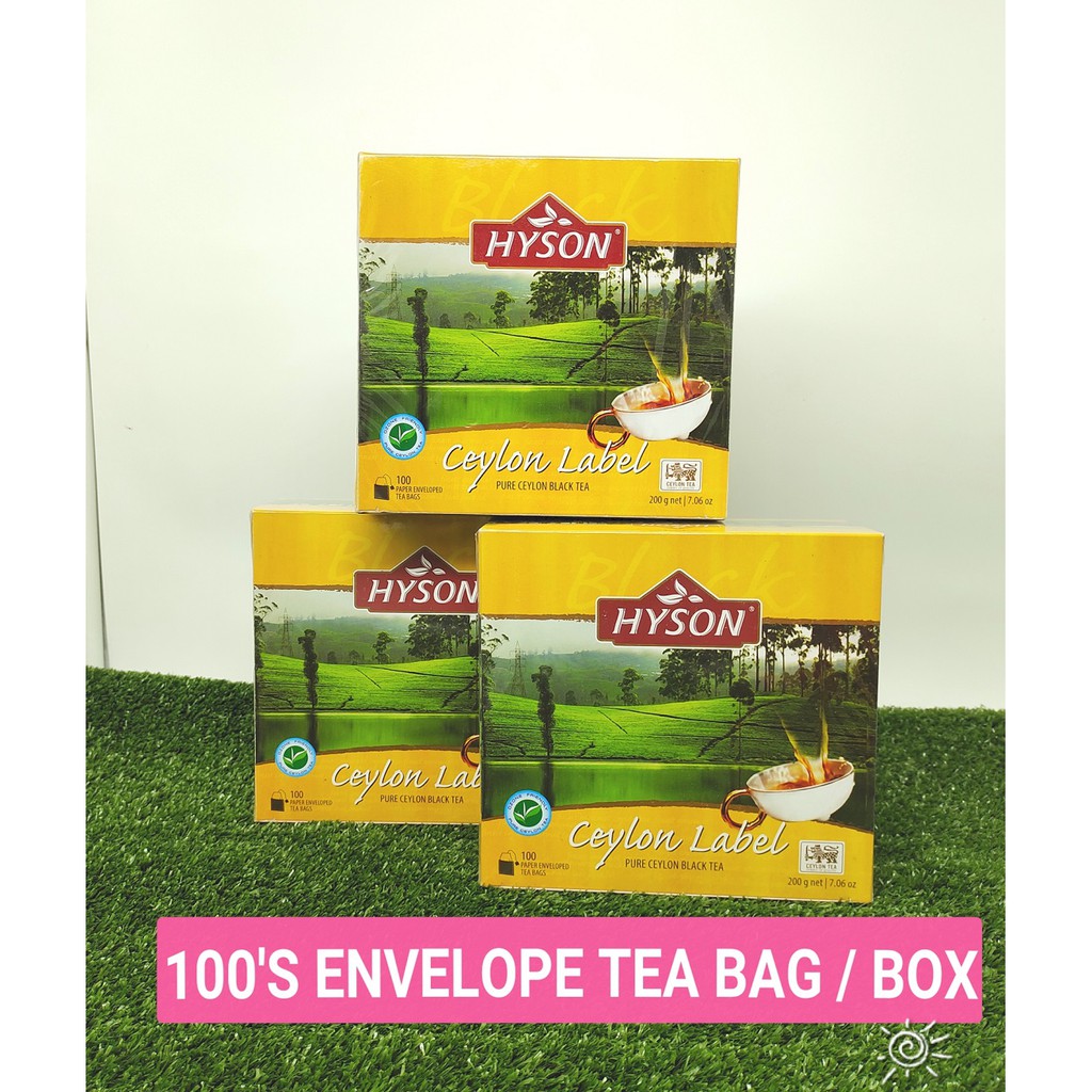 Hyson Pure Ceylon Black Tea (100's Enveloped Tea Bags Per Box) / 2gm x ...