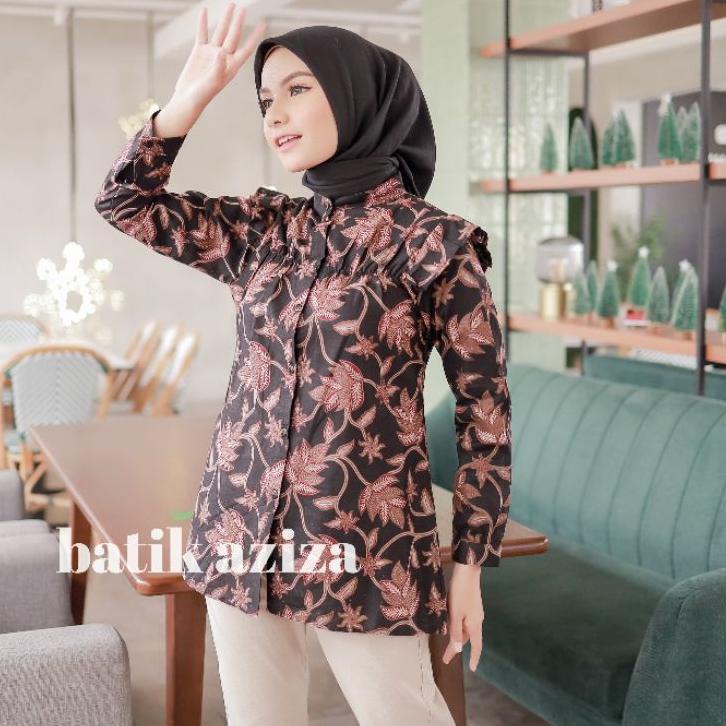 Shopee 9.9 Women's Batik Busui Batik Top Front Button Batik Aziza [CODE ...