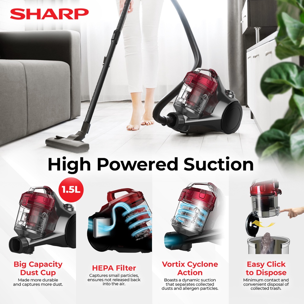 Sharp Midea Khind Vacuum Cleaner Cyclone Vacuum 1.5 Litre 1200W EC1219 ...