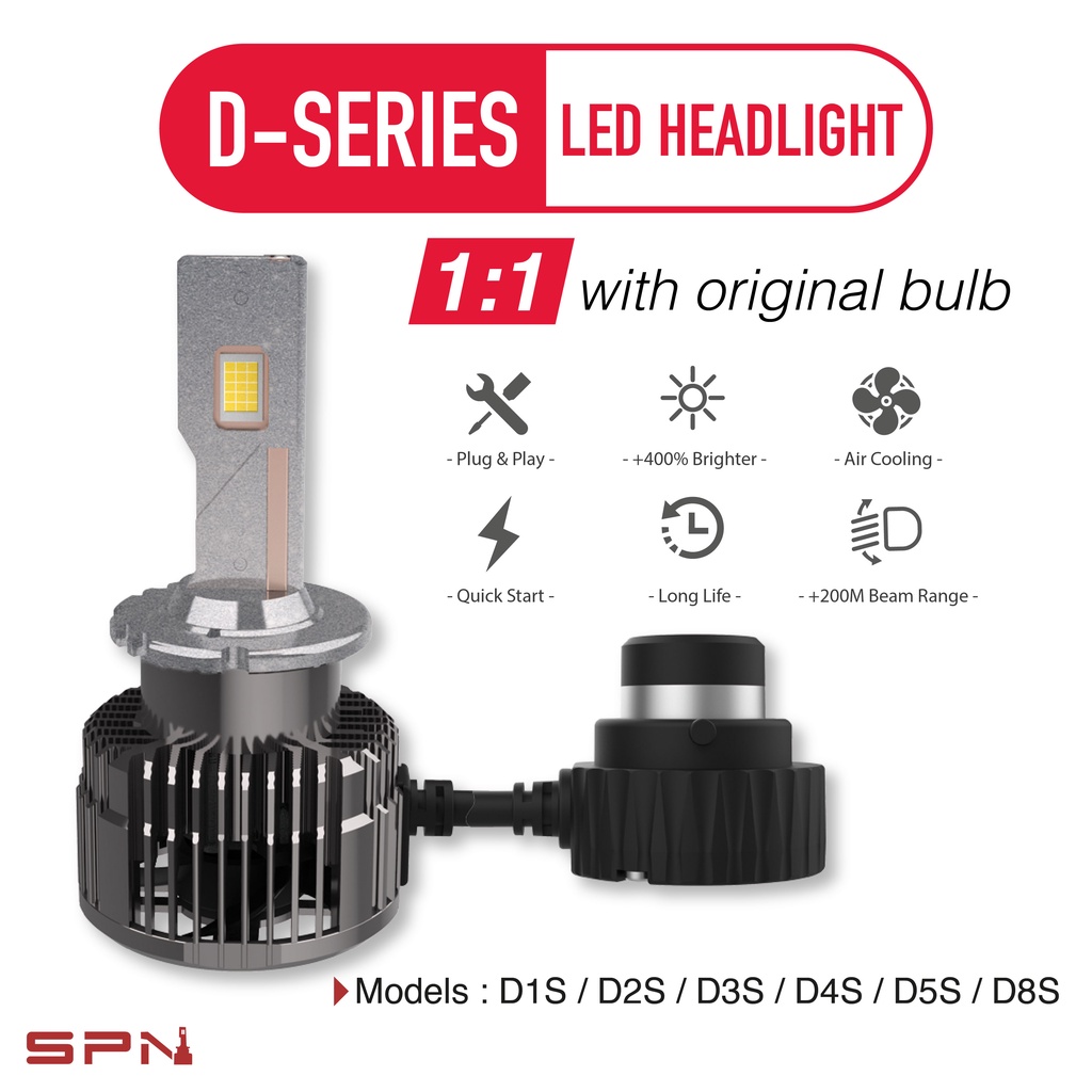 D-Series LED Headlight 1:1 Match Original Bulb D1S D2S D3S D4S D5S D8S Canbus Super Bright Plug ...