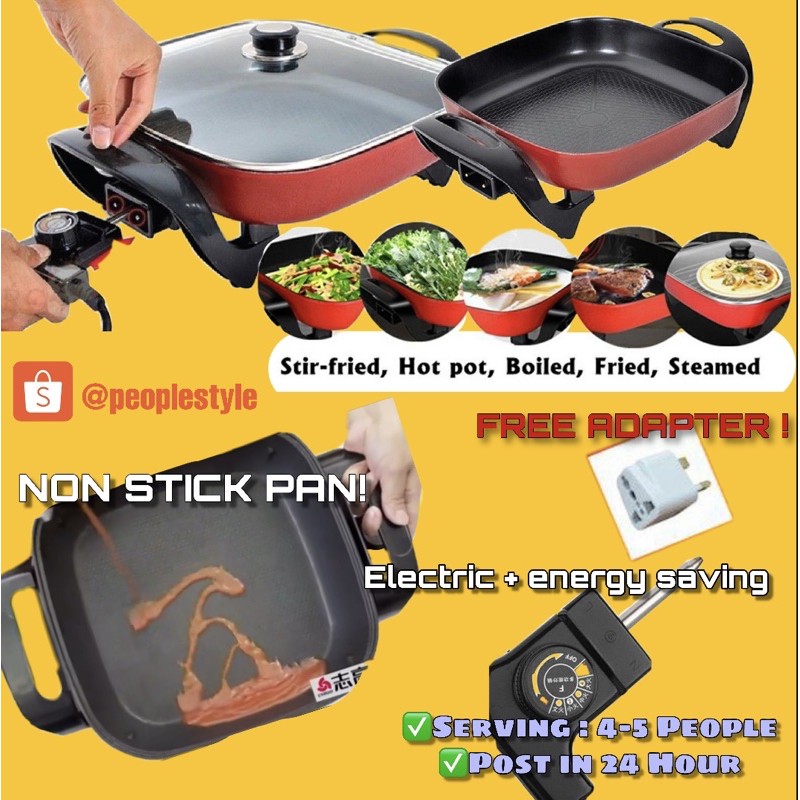 Electric Cooker Grill Multifunction Steamboat Magic Pan Fry Pot Periuk ...