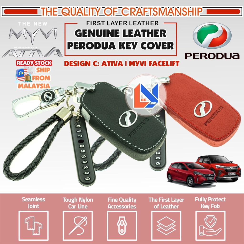 PERODUA MYVI FACELIFT ATIVA Genuine Leather Key Cover Facelift Key ...