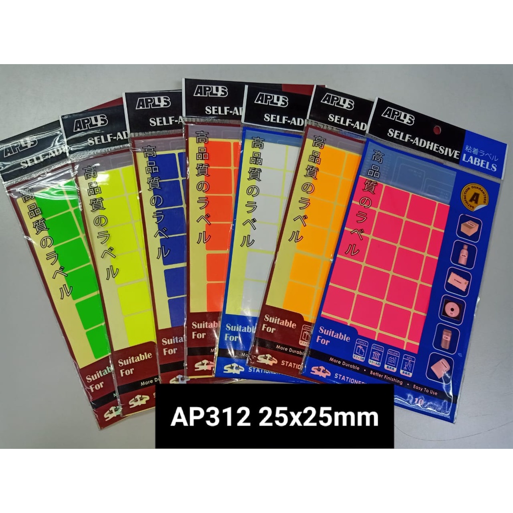 APLUS AP312 25x25mm Color Label Sticker - 1pack 10'sheet | Shopee Malaysia