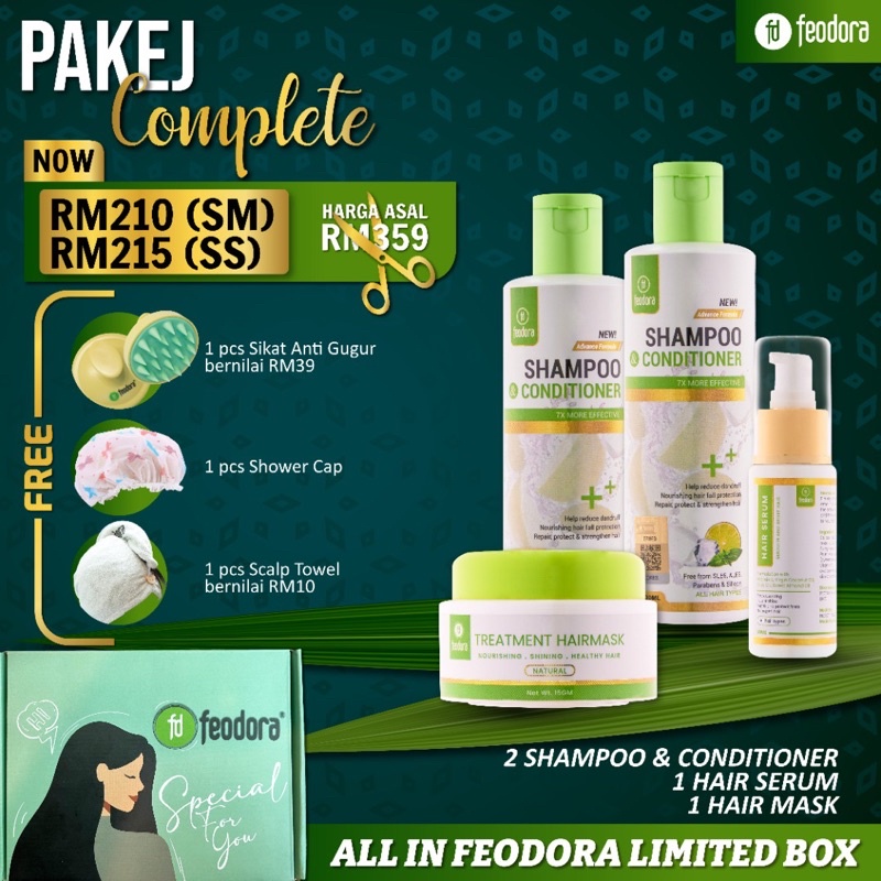 🔥FEODORA SHAMPOO & CONDITIONER🔥 - [ 2 SHAMPOO + 1 SERUM + 1 MASK ...