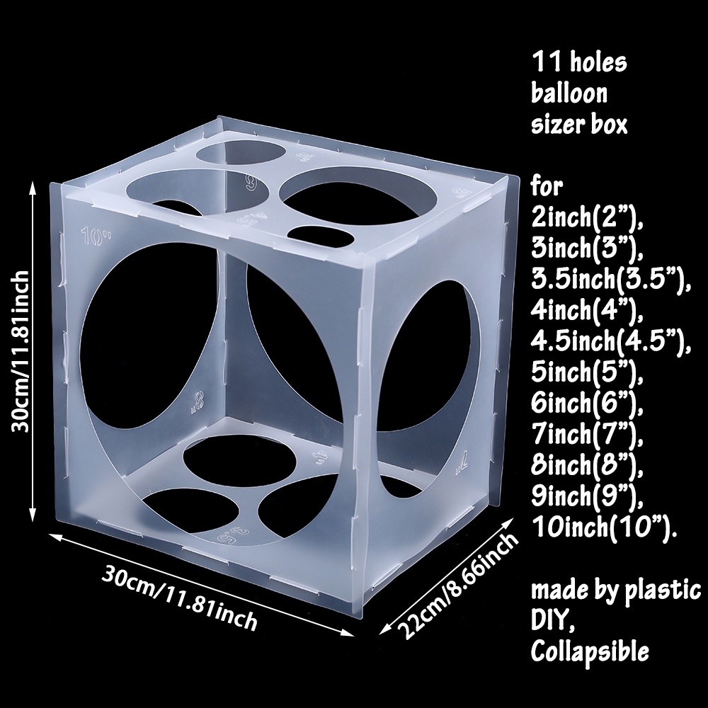 11Holes 2-10Inch Balloon Sizer Box Collapsible Balloons Measurement ...