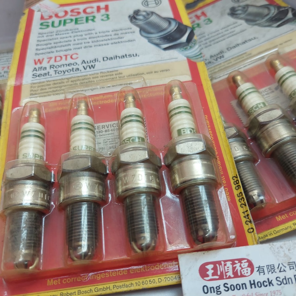 3-Pin Spark Plug Mercedes W126 280SE Volvo 244 Super 3 W7DTC Bosch 0241 ...