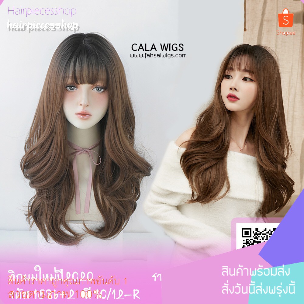 Korean Silk Wig With Bangs Slides Natural Look Plus A Cover | Shopee ...
