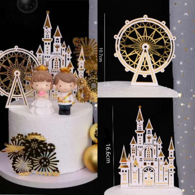 Castle Ferris Wheel cake topper castle decoration cake gold colour ...