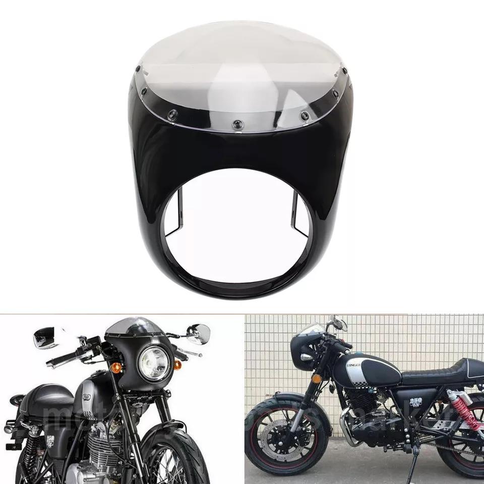 7'' Round Retro Motorcycle Cafe Racer Headlight Fairing Cover Mount Kit ...