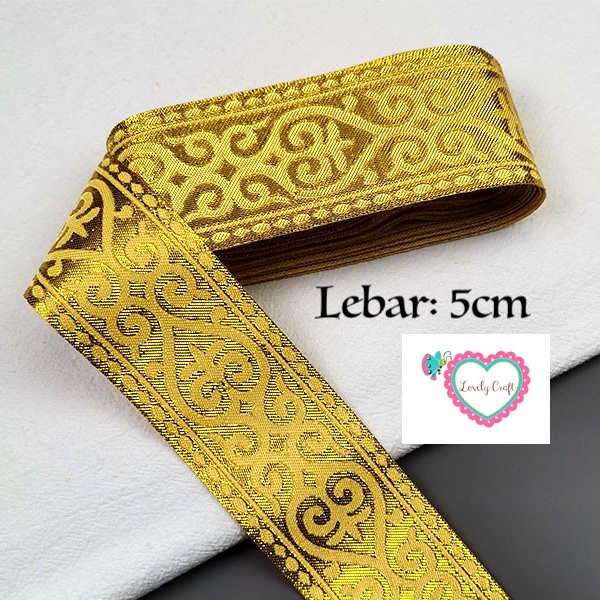 Songket Jacquard Border Lace Ribbon Trim/Gold Silver Jacquard Lace ...
