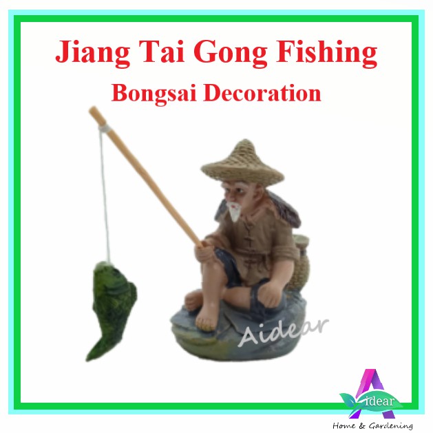 6.5cm Jiang Tai Gong Fishing Man Ornaments Old Fisherman Bongsai Deco ...