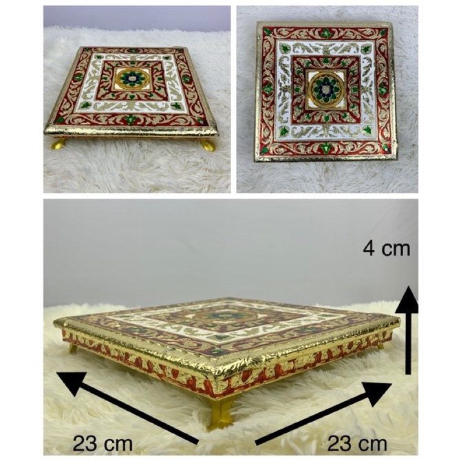 Handmade Wood Statue Stand Peedam Royal Meenakari Peacock Mandala ...