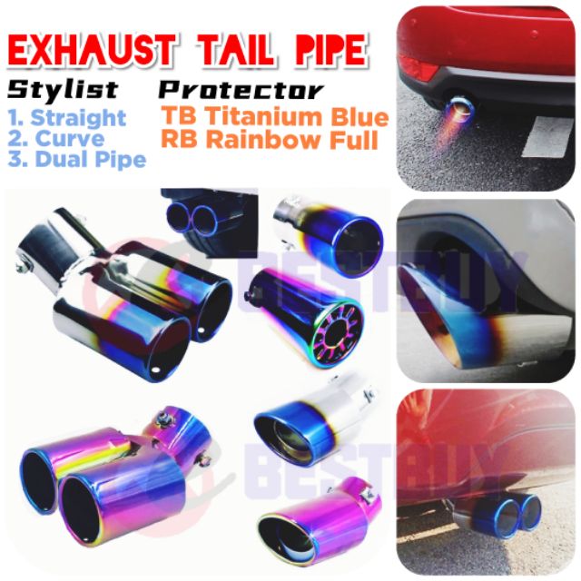 UNIVERSAL CAR EXHAUST PIPE MUFFLER TIP STAINLESS STEEL TAIL Chrome Trim ...
