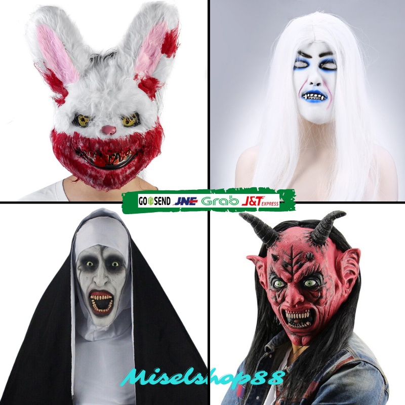 Original valak the nun marah mask, latex halloween head cover | Shopee ...