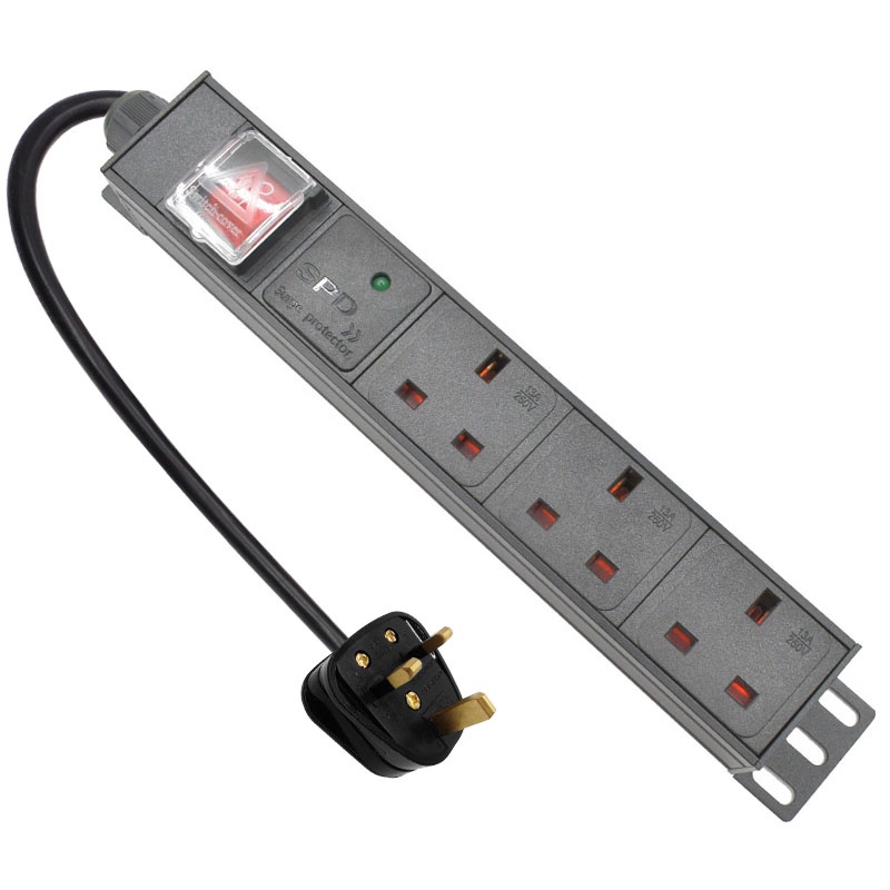 PDU Power Strip surge protection 2-17 Way UK 3 PIN PLUG Socket 13A ...