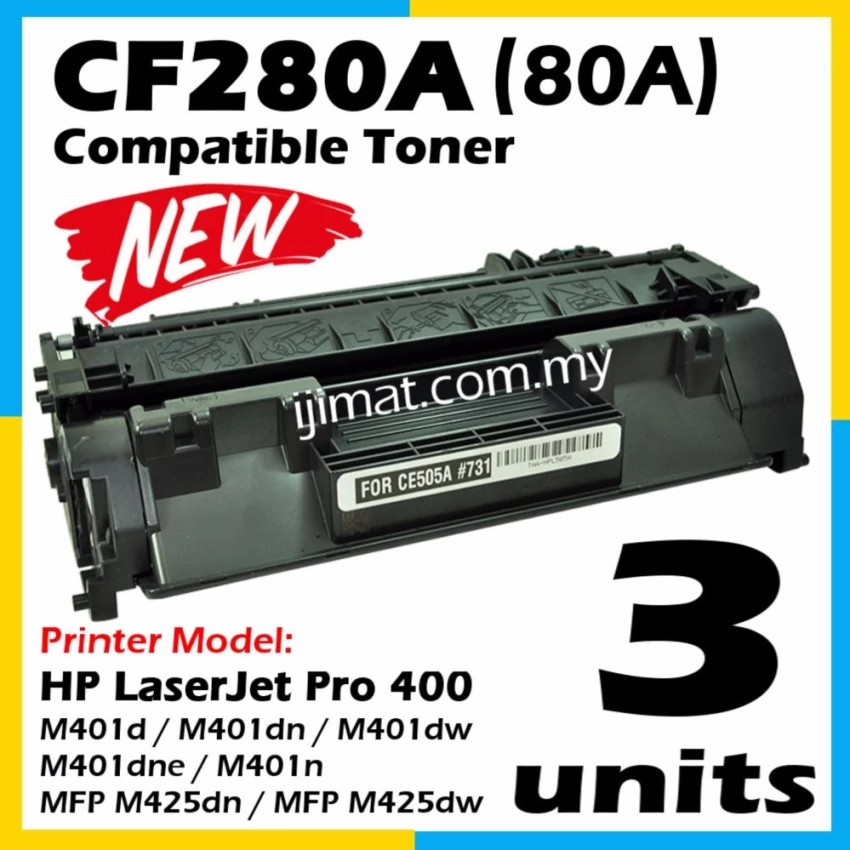 3x CF280A 80A Compatible Toner CF280X LaserJet Pro 400 Printer M401 ...