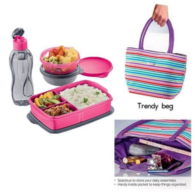 Tupperware lunch set with beg or without/ loosen/lunch pouch /beg bekal ...