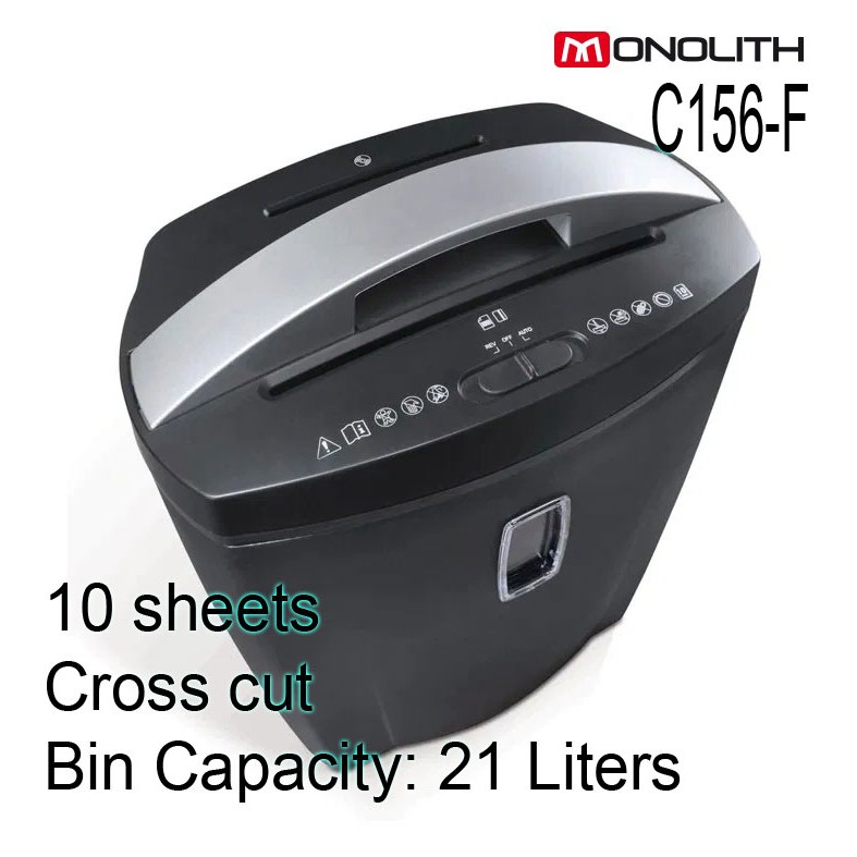 MONOLITH C156-F CROSS CUT PAPER SHREDDER / 21 LITER / 10 SHEETS / CROSS ...