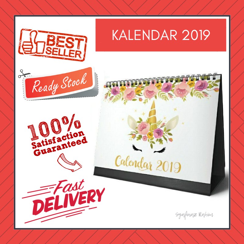 KALENDAR 2019 + FREE GIFT (UNICORN GOLD) | Shopee Malaysia