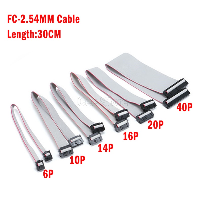 2.54MM Pitch FC-6/10/14/16/20/40 PIN 30CM JTAG ISP DOWNLOAD CABLE Gray ...