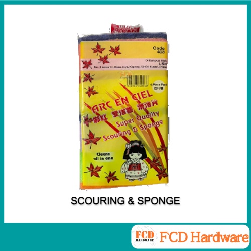 Scouring Sponge 4 in 1 / Span Basuh Pinggan Mangkuk Sabut Berspan / 4 ...