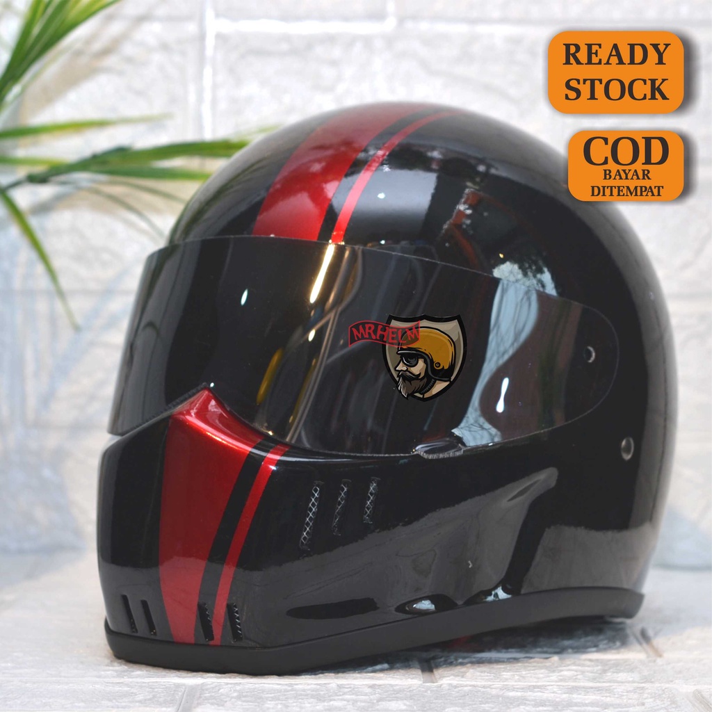 Custom RETRO CRYSTAL TRACKER HELMET WITH VISOR (MR HELM) | Shopee Malaysia