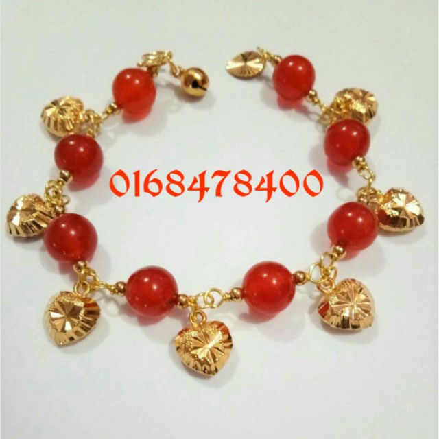 Gelang Tangan Batu Jed Asli ikat Suasa Juntai love mas | Shopee Malaysia