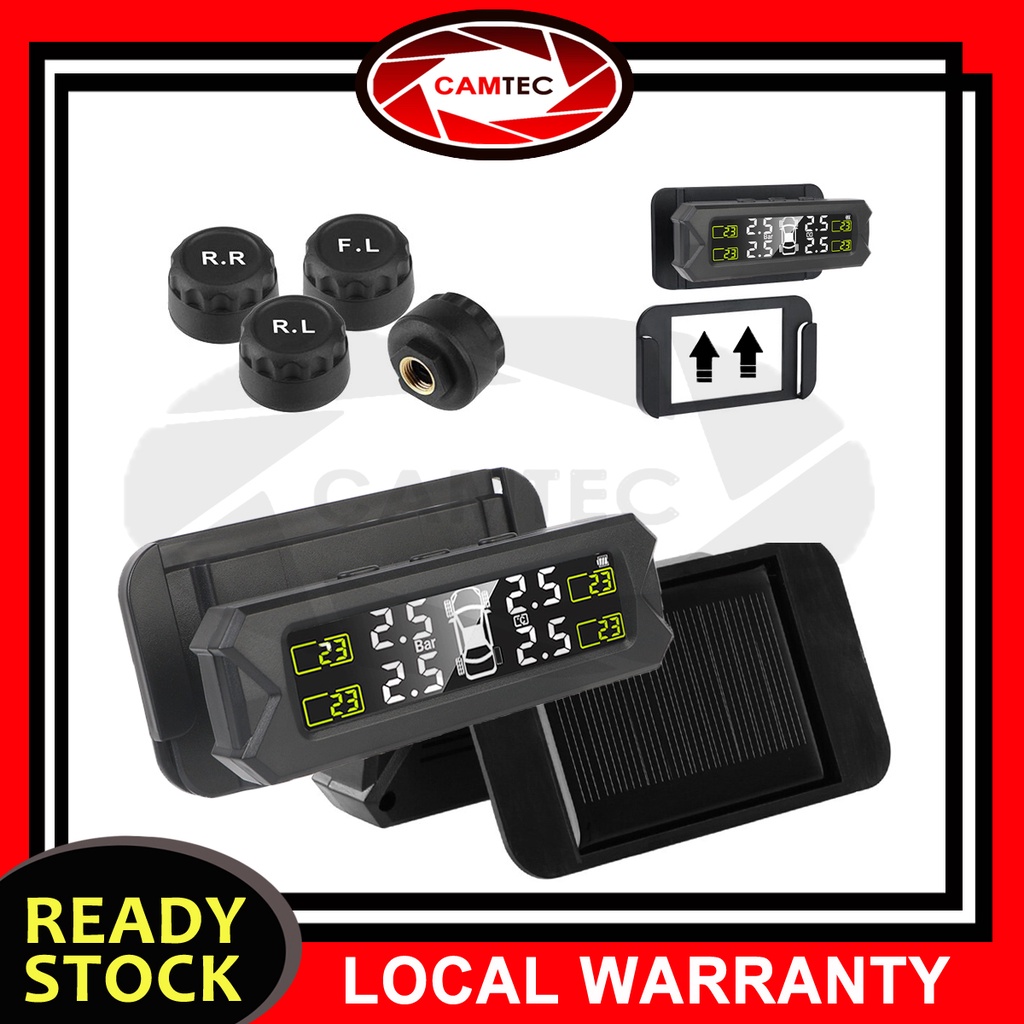 Solar TPMS Car Tire Pressure Alarm Monitor System Display Attached to ...