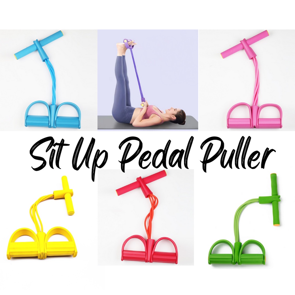 HAPPYPAL Sit Up Pull Rope 4 Tube Elastic Pedal Puller Multifunction ...