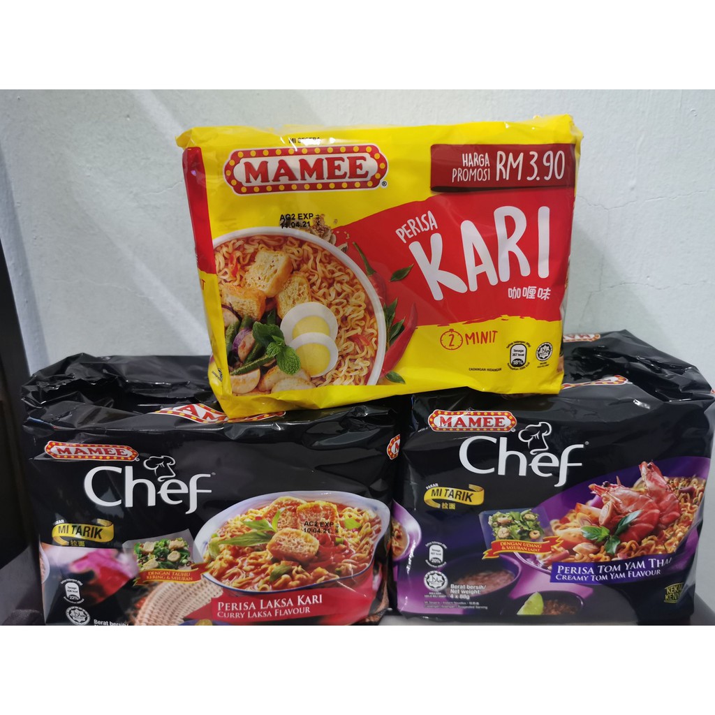 Mamee Perisa Kari(5x80g)+ Perisa Tom Yam Thai (4x88g)+Mamee Chef Perisa Laksa Kari(4x 95g) Halal ...