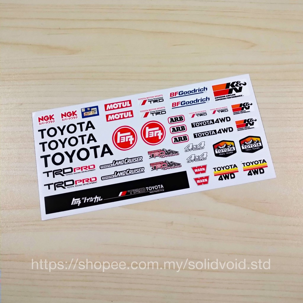 WPL MN Toyota Waterproof Sticker For WPL C14, C24, C34, C44, C54 & MN45 ...