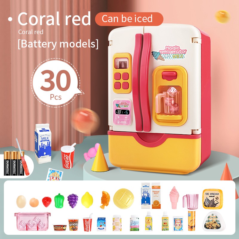 YIMI Kitchen Pretend Play Set Simulation Refrigerator Toys Dollhouse ...