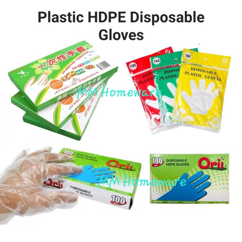 Plastic HDPE Disposable Hand Glove / Sarung Tangan Plastik | Shopee ...