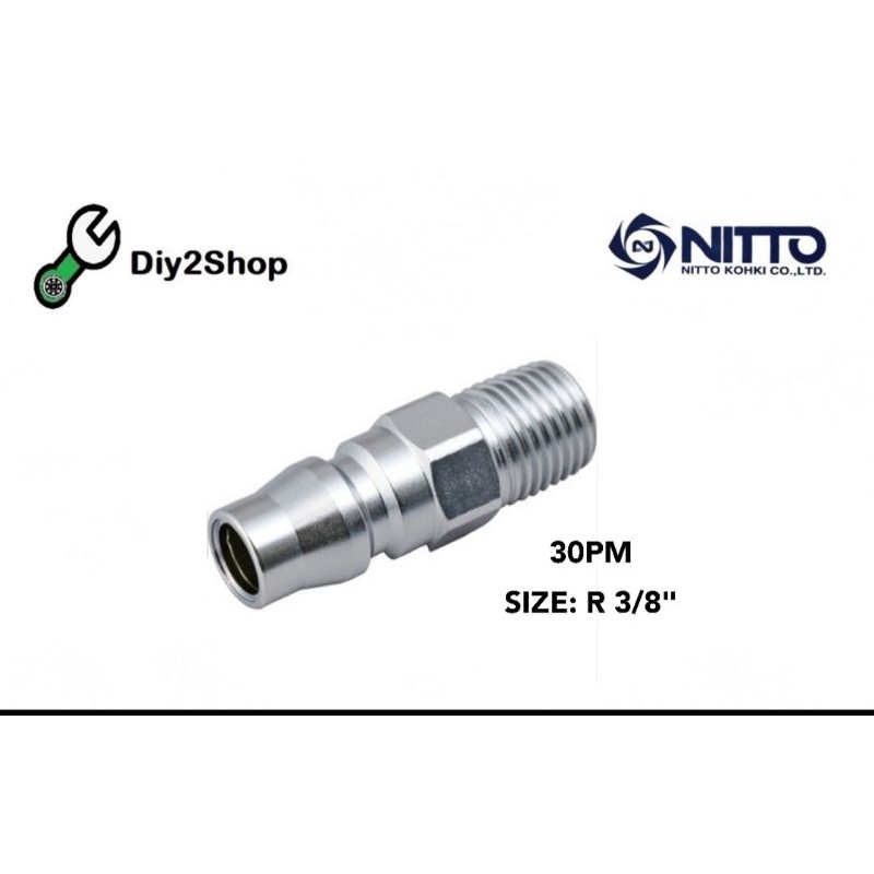 Nitto Kohki Hi Cupla 30PM-NPT Quick Connect Pneumatic Coupler Plug, 3/8 ...