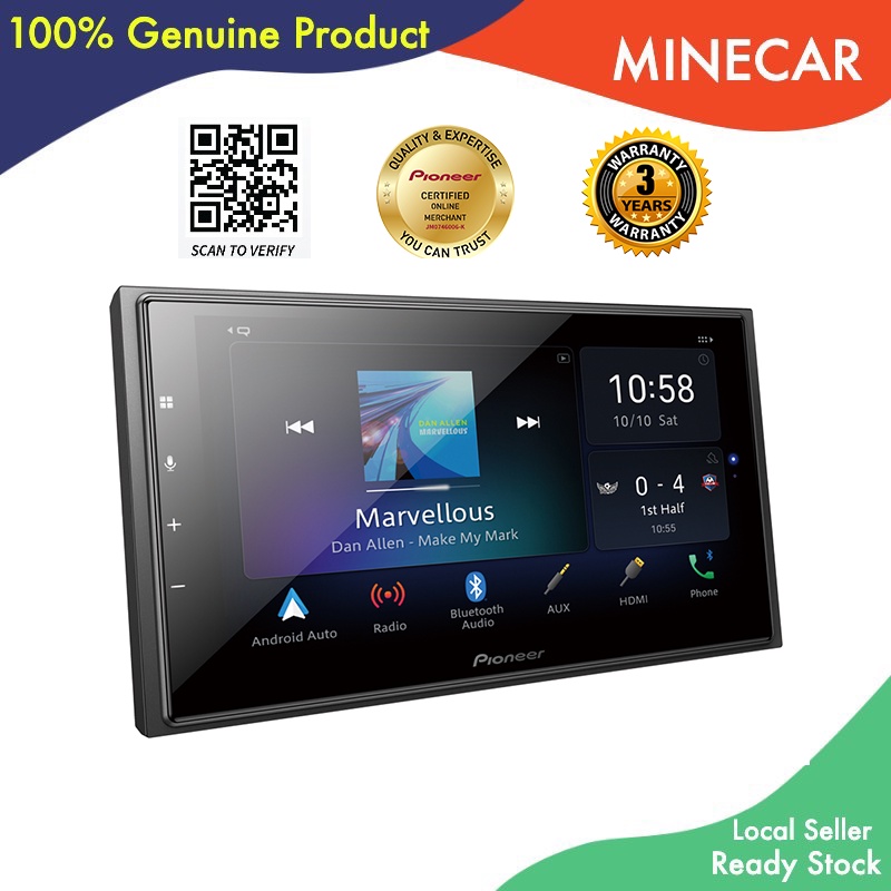 PIONEER DMH-Z6350BT 6.8 INCHES CAPCITIVE TOUCH-SCREEN MULTIMEDIA PLAYER WITH APPLE CAR PLAY ...