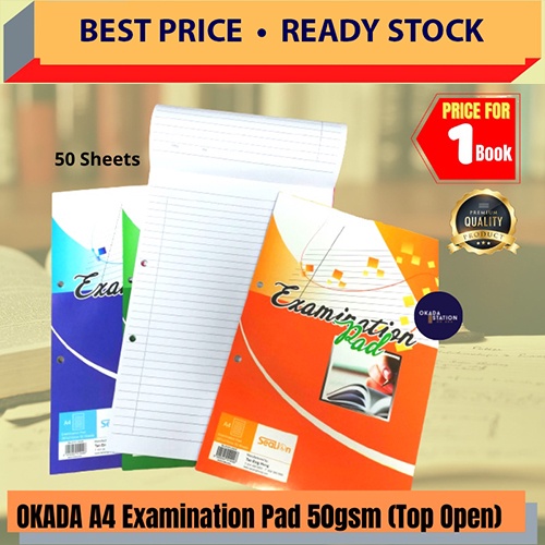 (RM2) OKADA A4 Examination Pad 50gsm -Top Open / Kertas Kajang / Exam ...