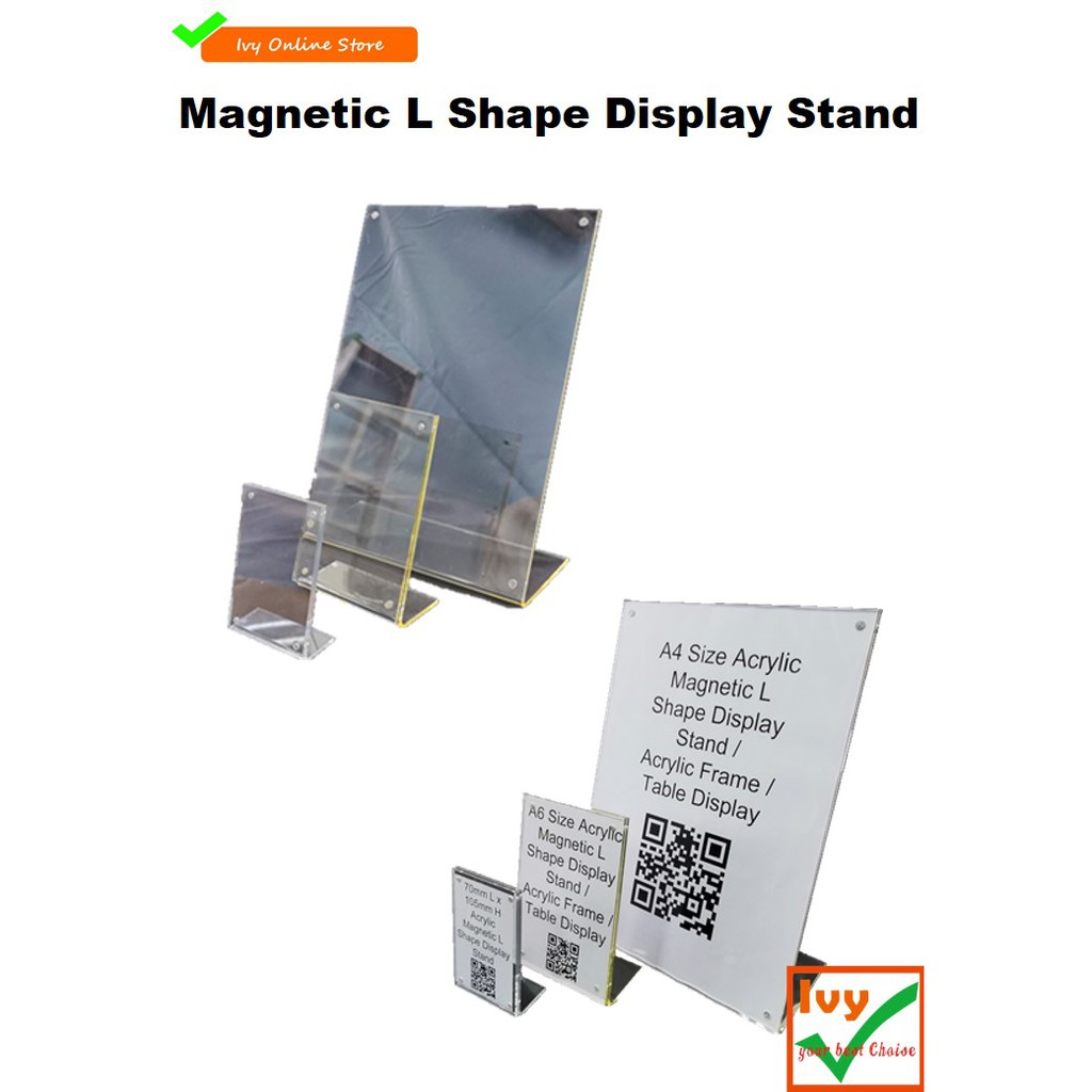 Stand Display Bentuk Akrilik L (Acrylic Magnetic L Shape Display Stand ...