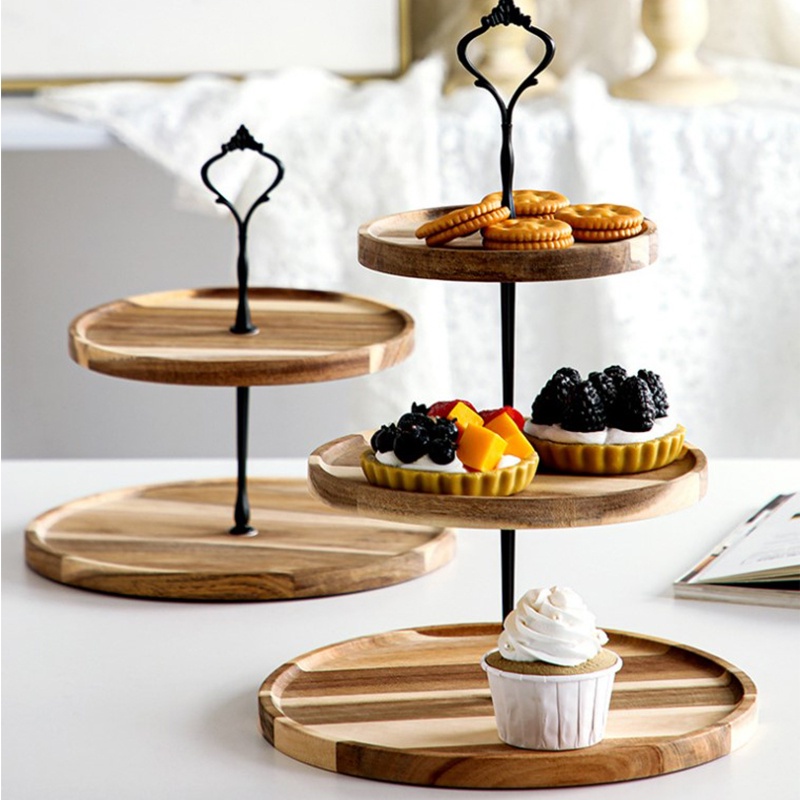 ZPLUS Acacia Wood 3 Tiers High Tea Dessert Kuih Raya Cake Stand Fruit ...